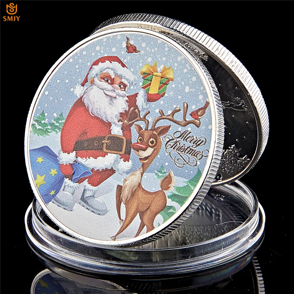 Merry Christmas Happy New Year Silver Coin | Christmas Commemorative ...