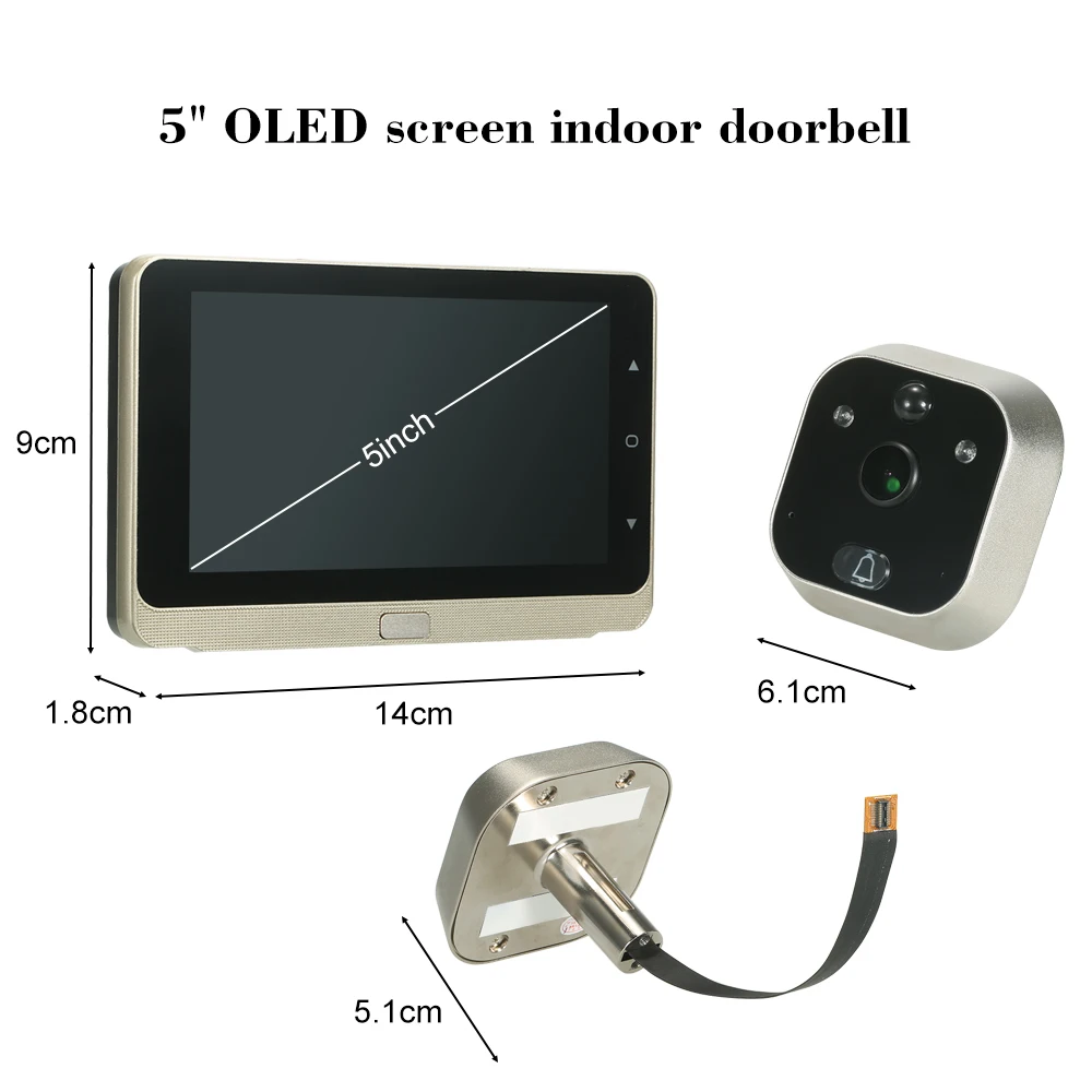 WiFi Digital Peephole Door Viewer 5" TFT OLED Monitor Doorbell Night ...
