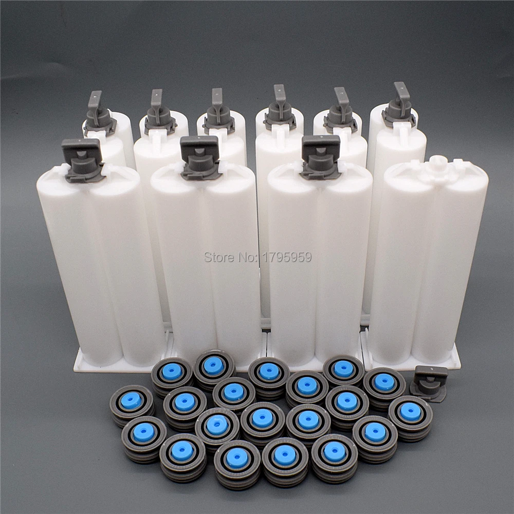 10pcs 50ml Empty Dual Barrel Cartridge 1:1 Mix Ratio with Cap and ...