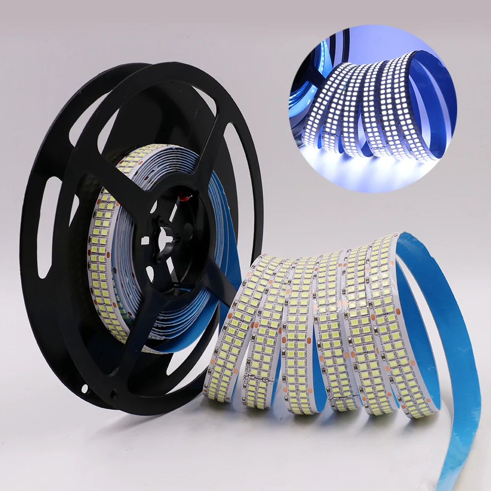 DC 12V 24V 2835 LED Strip 480 LEDs/m Cool White Double Row Flexible ...