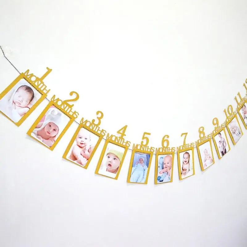 12pcs/set Months Photo Frame Banner From 1 To 12 Month Wall Picture ...