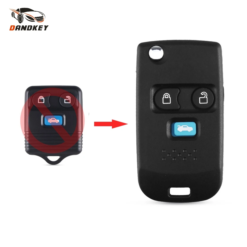Dandkey Modified 3 Buttons Flip Folding Remote Key Shell Fob Case For ...