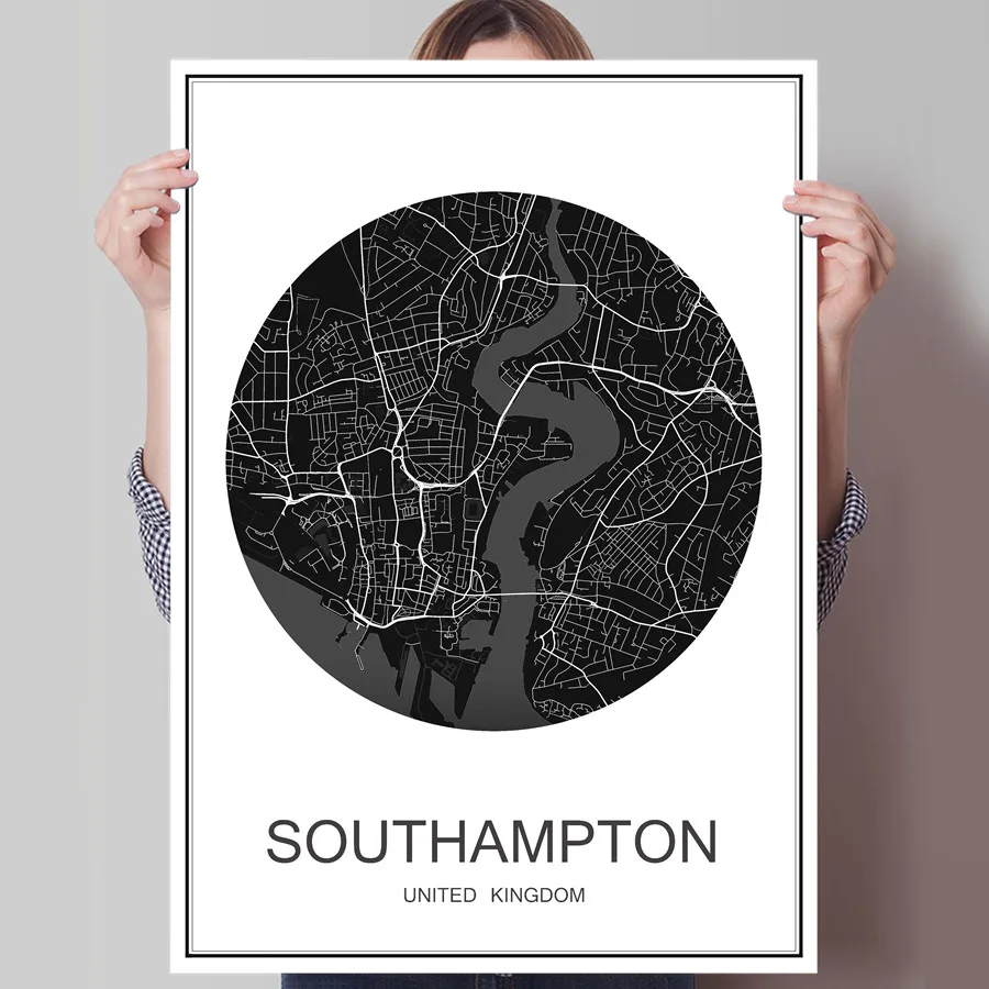 SOUTHAMPTON World City map Modern poster Oil Painting Canvas Coated ...