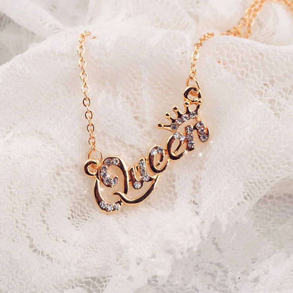 Luxury Gold Color Queen Crown Chain Necklace Zircon Crystal Necklace ... Luxury Gold Color Queen Crown Chain Necklace Zircon Crystal Necklace ...