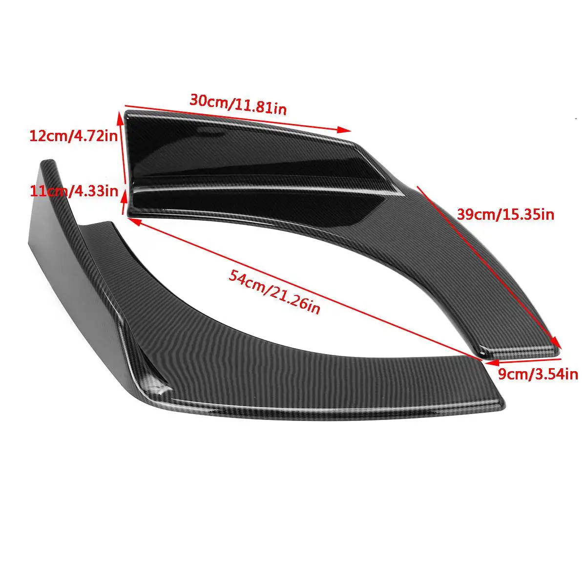 Carbon Fiber Look 2pcs Universal Car Front Bumper Splitters Lip ...