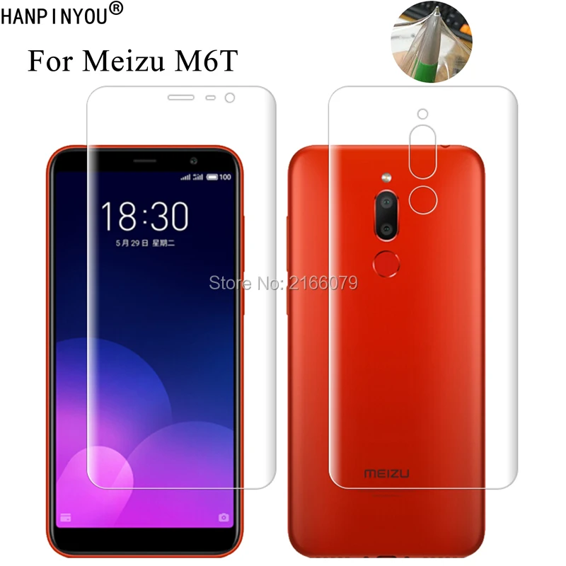 Meizu M6T / Meilan 6T M811Q 5.7 "소프트 TPU 전면 후면 전체 커버 화면 보호기 투명 보호 필름 + 청소 도구, Meizu M6T / Meilan ...
