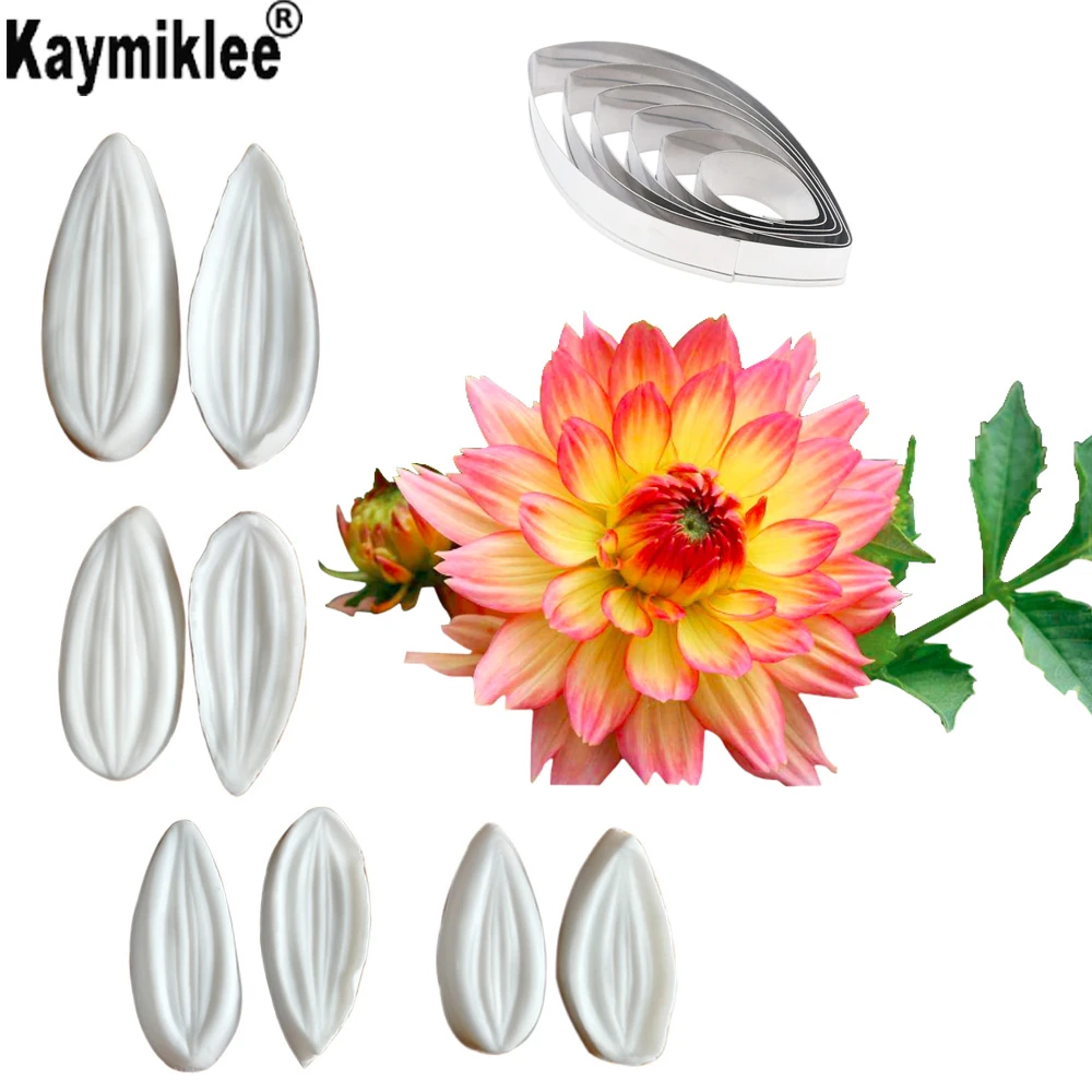 Dahlia Petal Veiners Silicone Molds Sugarcraft Mould Cake Decorating ...
