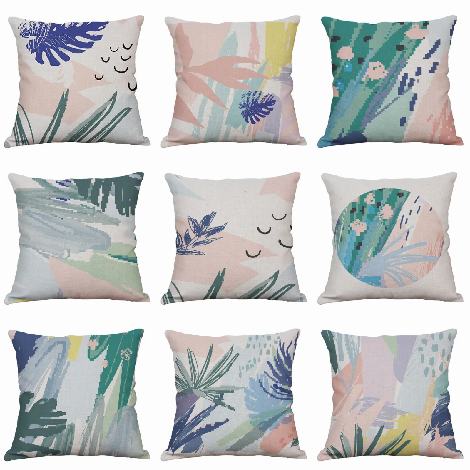 Hglegyw Flowers Pillow Case Throw Pillowcase Cotton Linen Printed