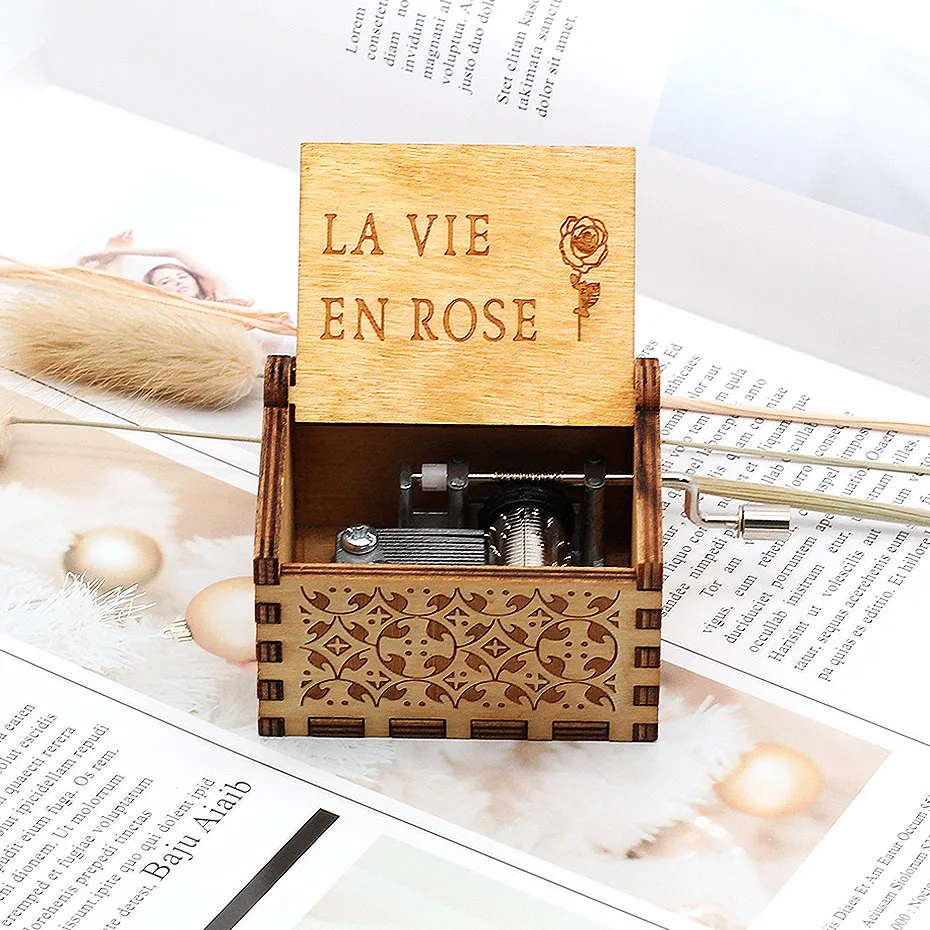 Wholesale Original Wood Carving Retro Music Box Digital Baby Moon River ...