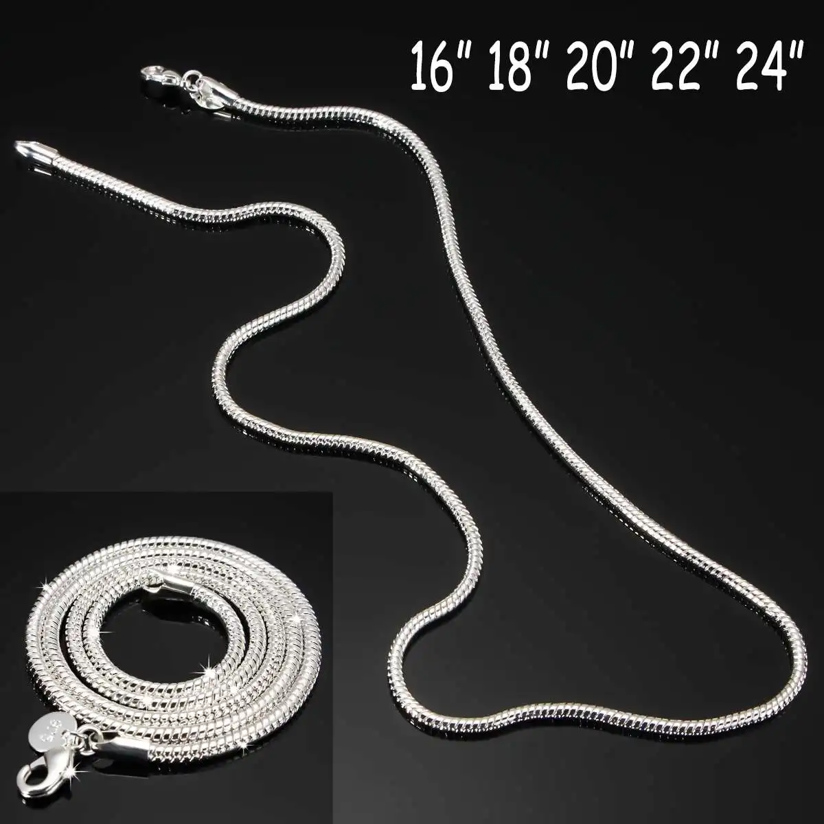 Aliexpress.com : Buy Stunning 925 Sterling Silver 3mm Classic Snake ...
