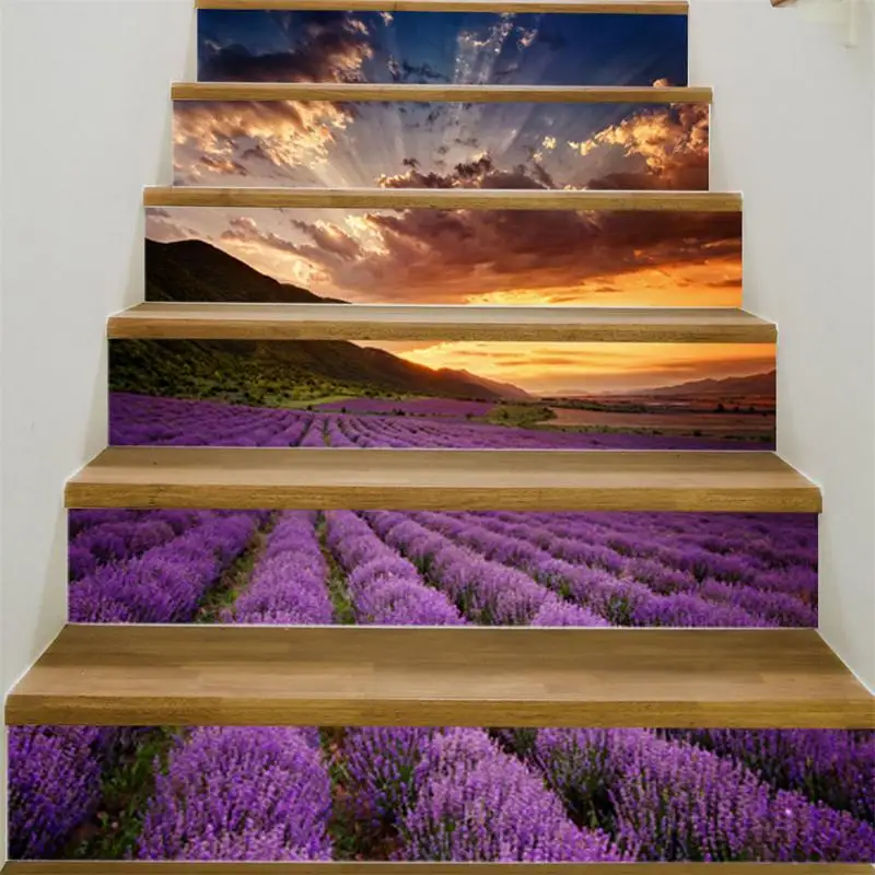 6 PCS/Set 3D Stair Stickers DIY Steps Wall Decals Mural Wallpaper Vinyl ...