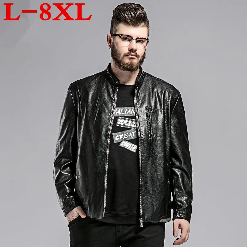 new plus size 8XL 7XL 6XL 5XL Autumn New Mens Leather Jacket Baseball ...