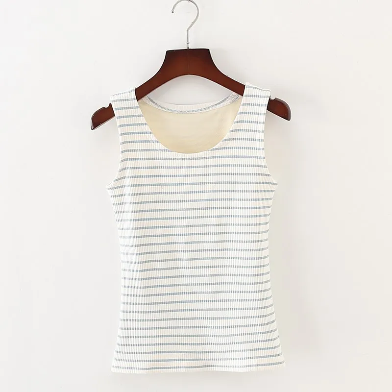 Women Sexy Tanks Top Stripe Velvet Sleeveless Slim Camis Female Vest Bottoming Topstank Tops