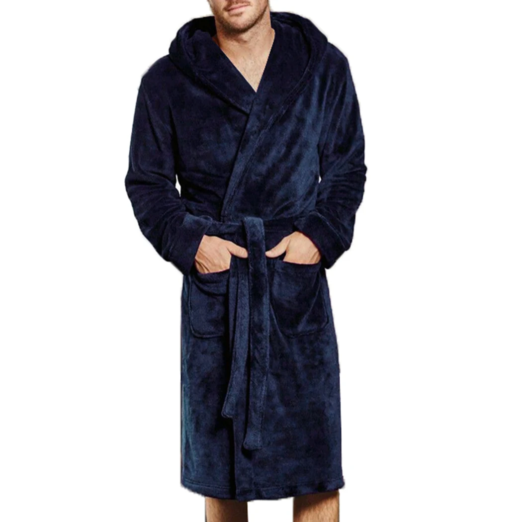 Luxury Men Bath Robes Homewear Winter Spring Hairy Warm Long Kimono ...