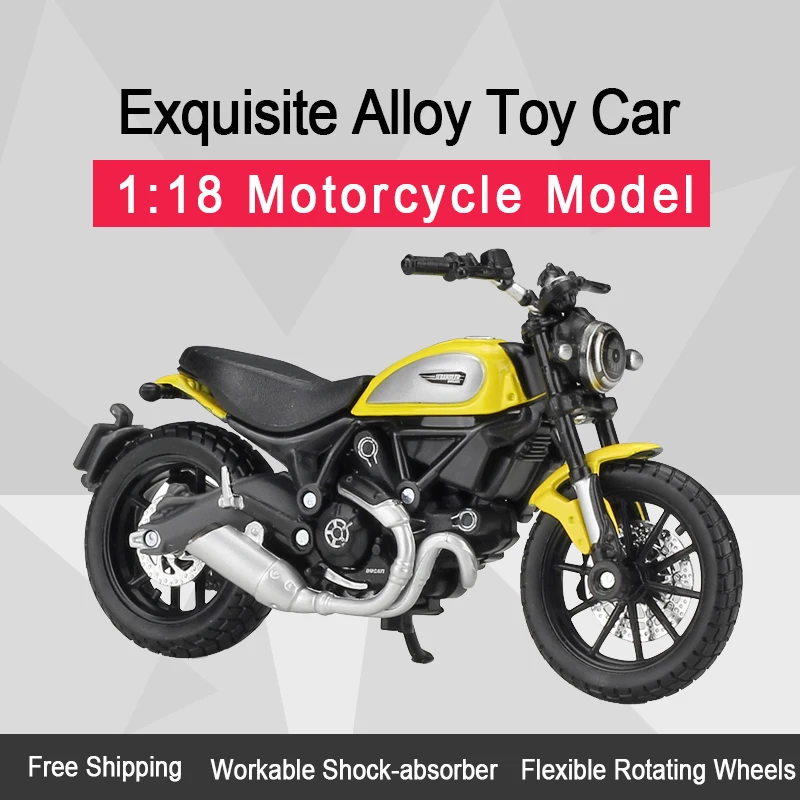 MAITO-Ducati-Scrambler-Diecast-Modelo-de-Motocicleta-1-18-Praticidade-Curto-Absorvente-Cole-o-de ...