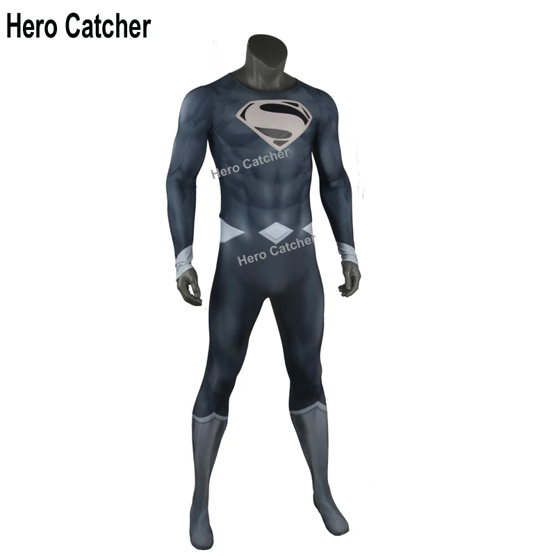 Hero Catcher High Quality Black Superman Costume Muscle Shade Black ...