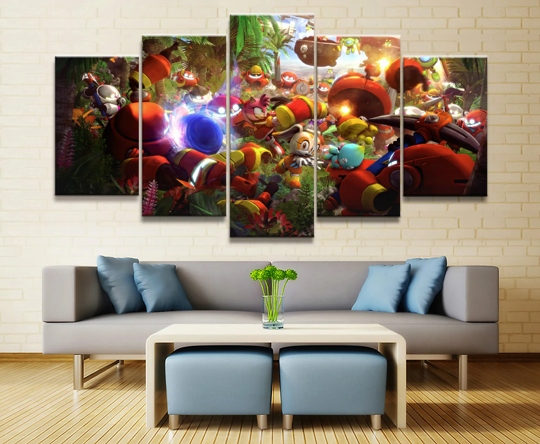5 Panel Sonic the Hedgehog Game Canvas Printed Painting For Living Room ...
