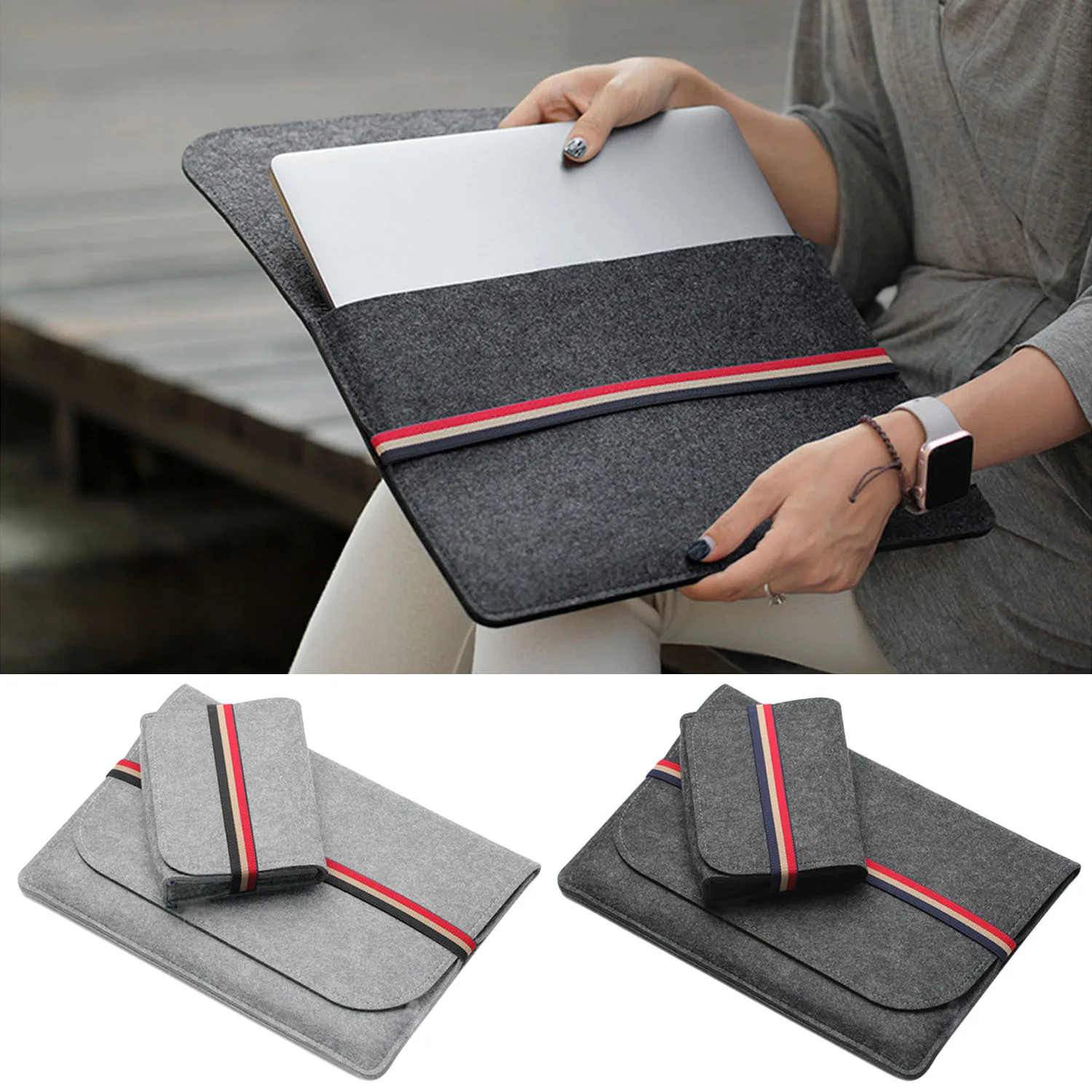 Besegad-Felt-Sleeve-Laptop-Bag-Cover-w-Charger-Pouch-Case-for-HP-Dell ...
