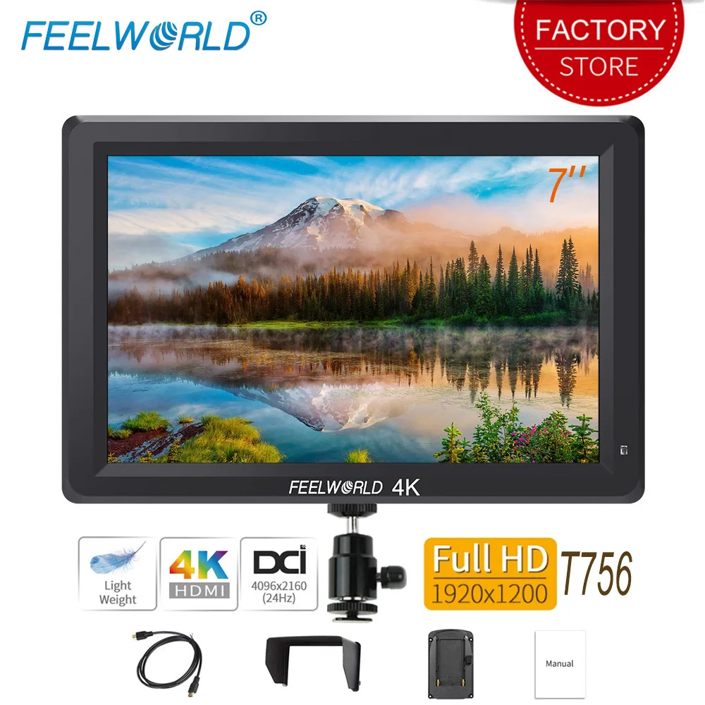 Feelworld T756 7 inch On Camera Field Monitor DSLR 4K HDMI Full HD ...