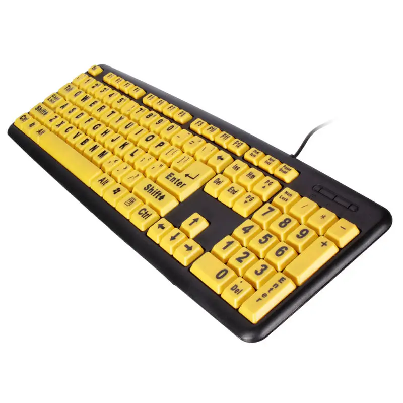 LEORY PC Computer Game Gaming Keyboard USB Wired High Contrast Yellow ...