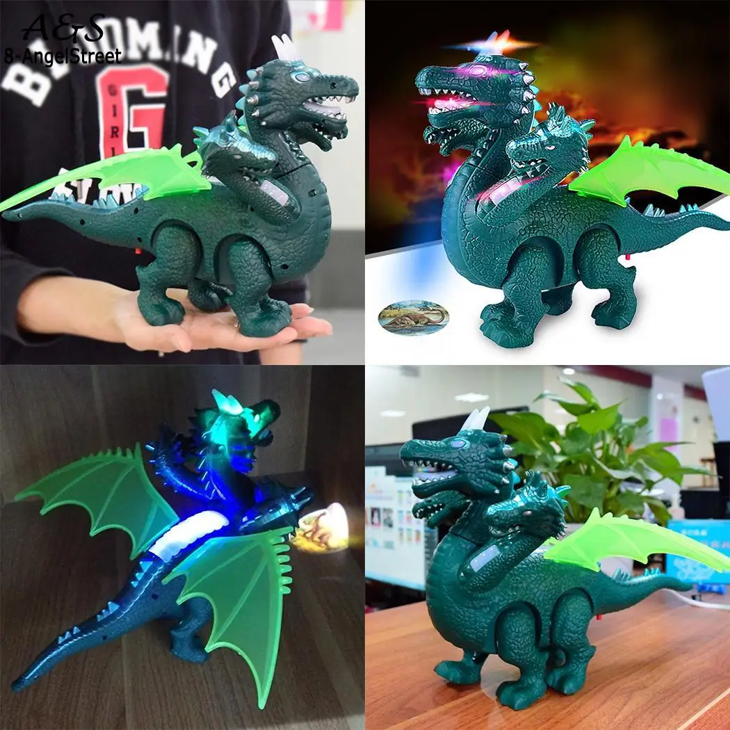 Kids Cute Sound Light up Walking Electric Three Headed Dinosaur > 3 ...