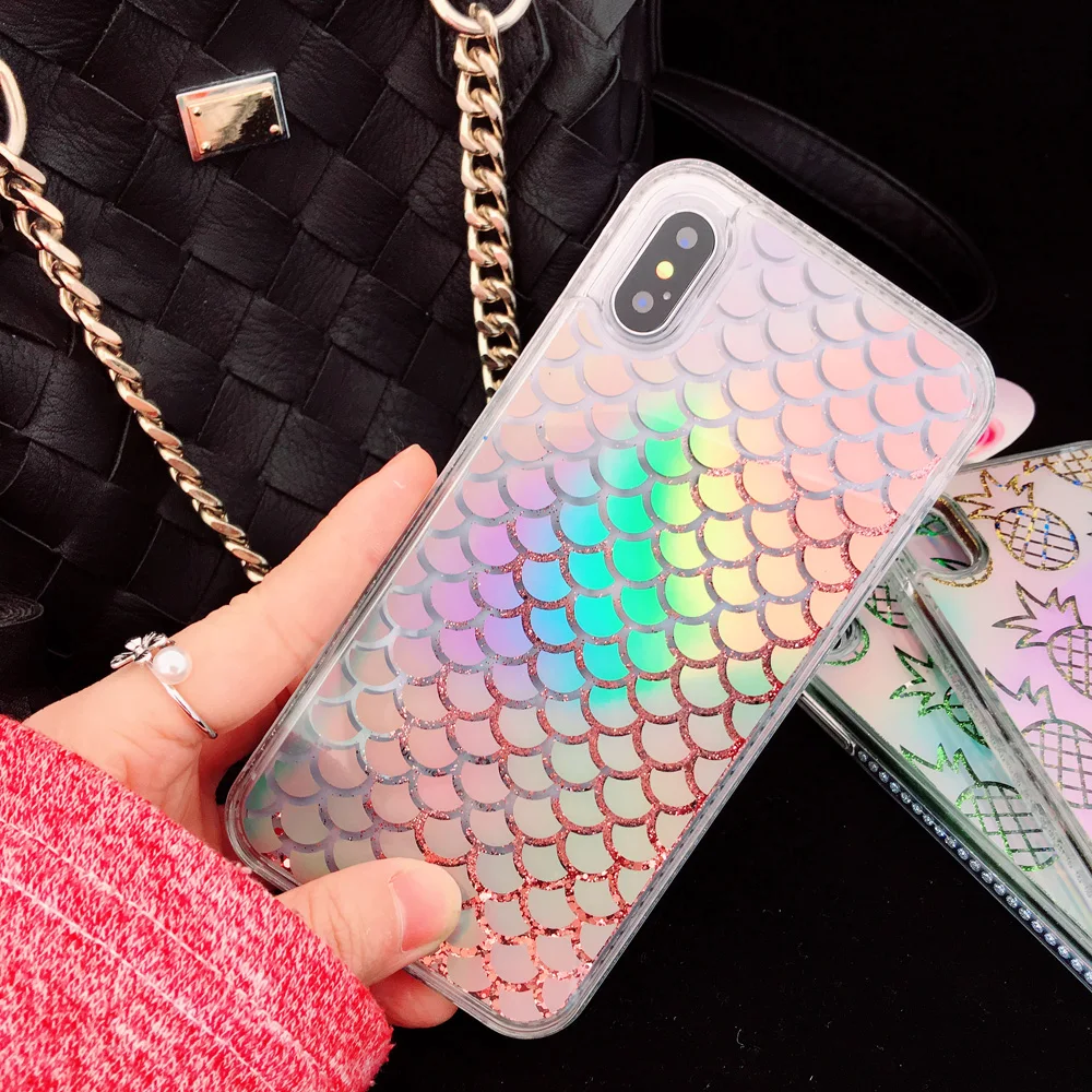 Bling Liquid Dynamic Quicksand Laser Mermaid fish Scales Glitter Shinny ...