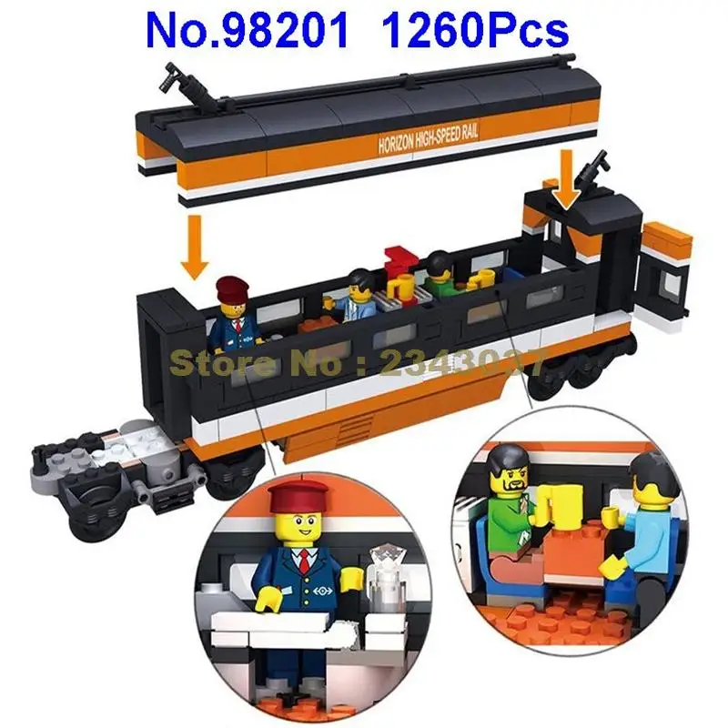 98223 1260pcs technic battery powered electric sky high-speed train ...
