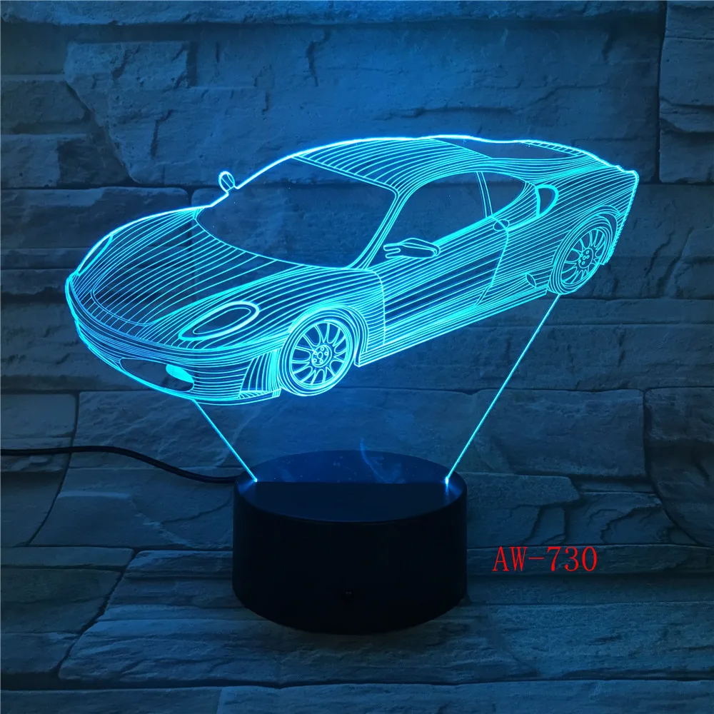 7 Colors Change Home Decor Light Fixture LED Car Shape Light USB 3D ...