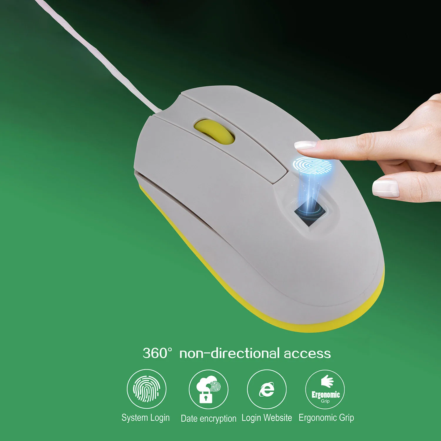 IG Fingerprint Mouse Replace Input Password Wired Optical Ergonomic ...