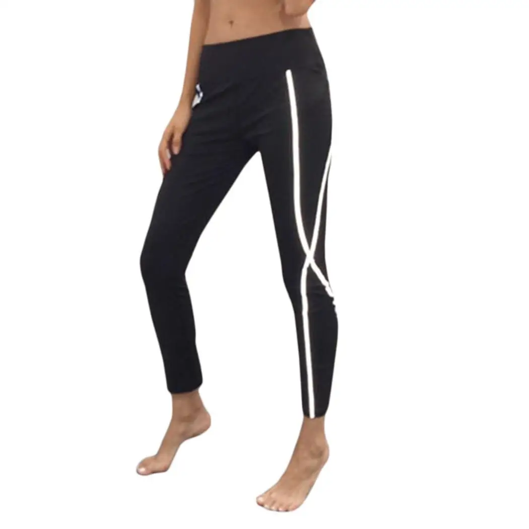 Women Casual Stripe High Waist Full Length Casual Sport Yoga Etc