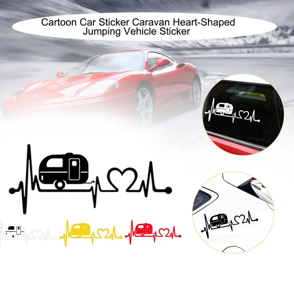 3D Cartoon Cars Sticker Caravan Heart-Shaped Jumping Vehicle Design ...