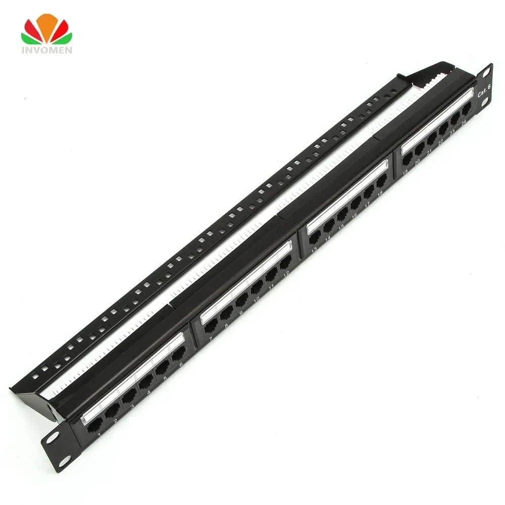 19in 1U Cabinet Rack UTP 24 Port CAT6 Patch Panel RJ45 Network Cable ...