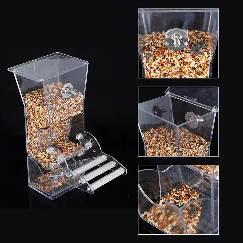 Acrylic Automatic Parrot Feeder Device Water Food Container Bird Cage ...