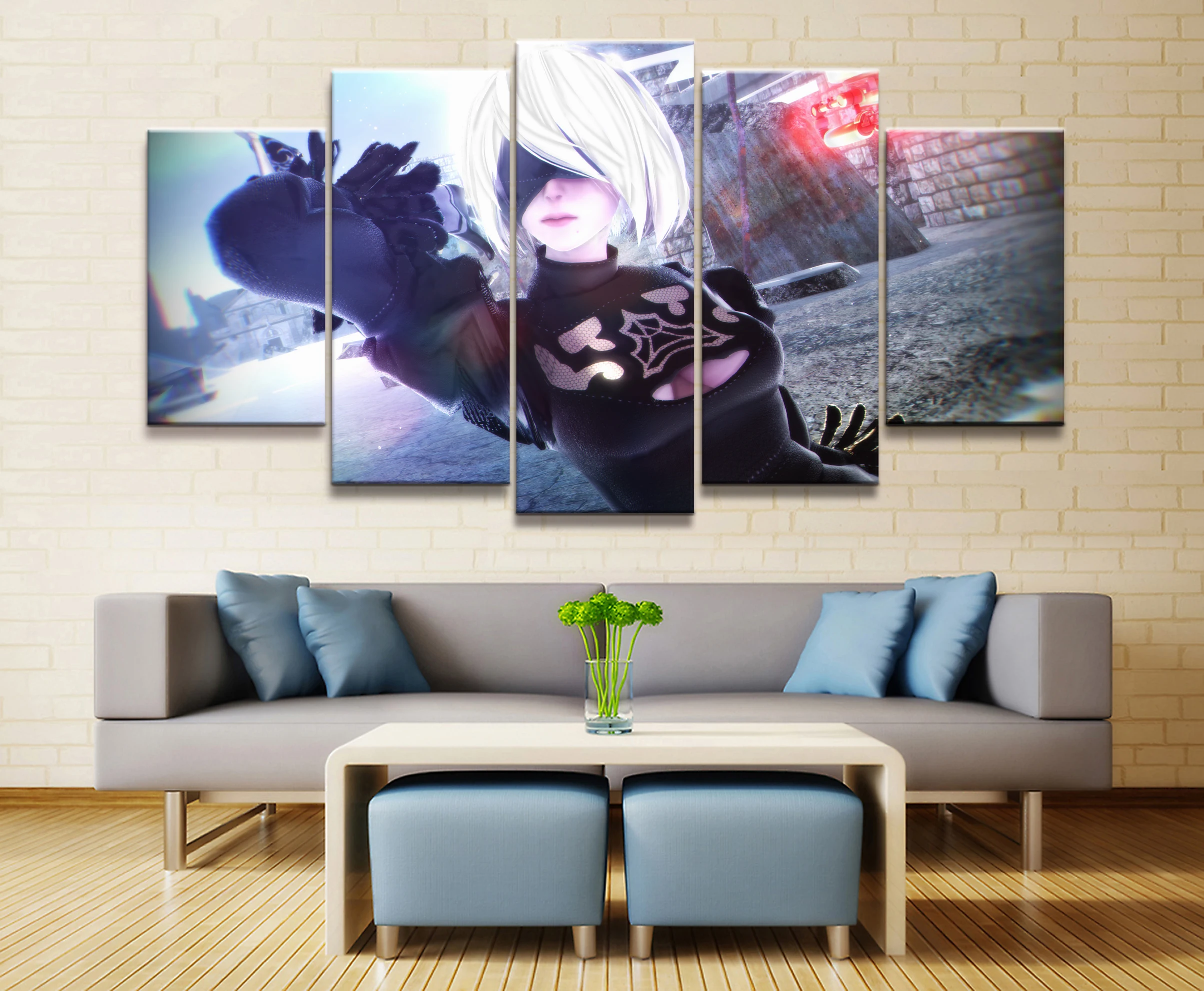 5 Panel NieR:Automata 2B Game Canvas Printed Painting For Living Room ...