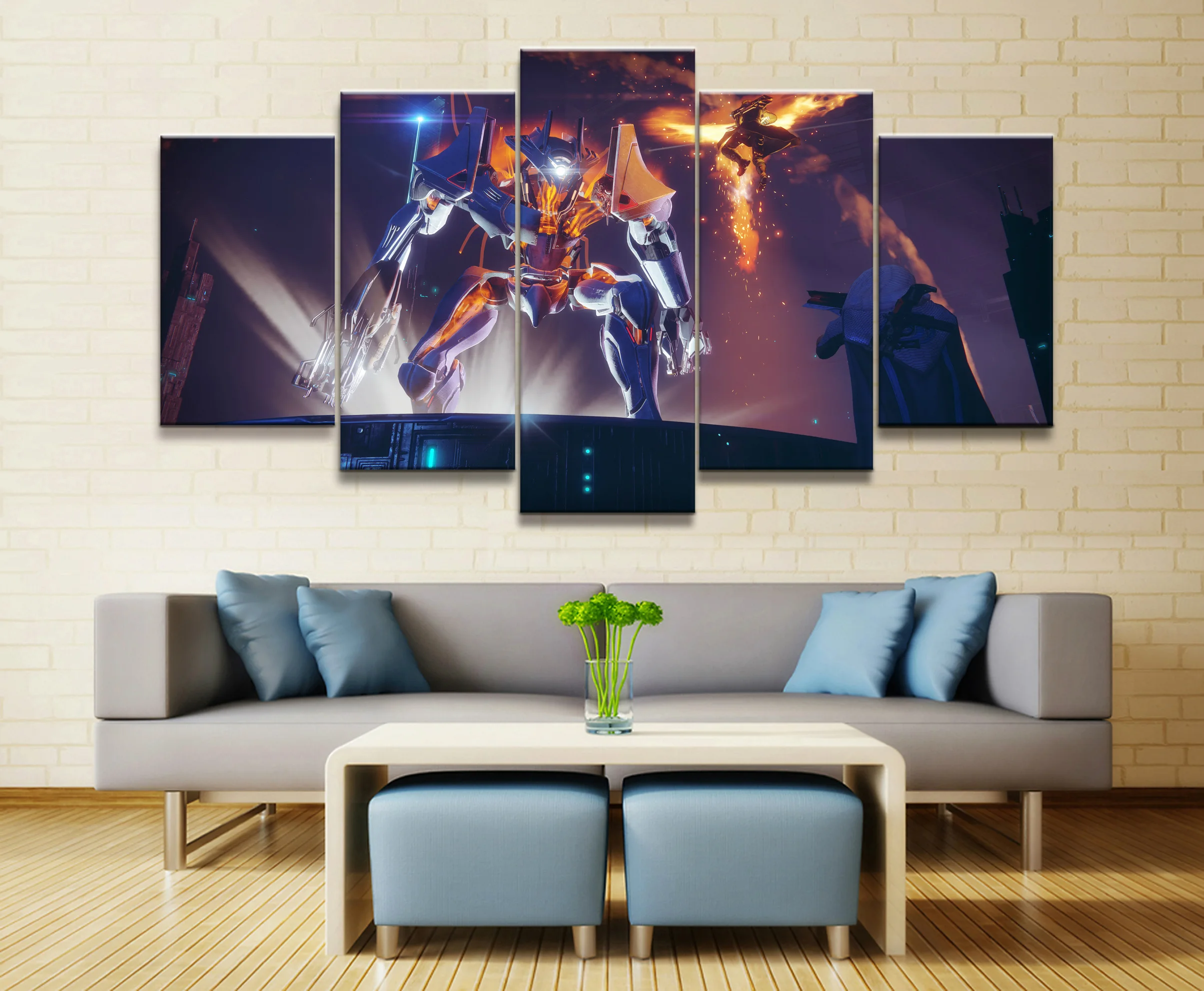 5 Panel Destiny 2 Warfare Robot Game Canvas Printed Painting Living ...