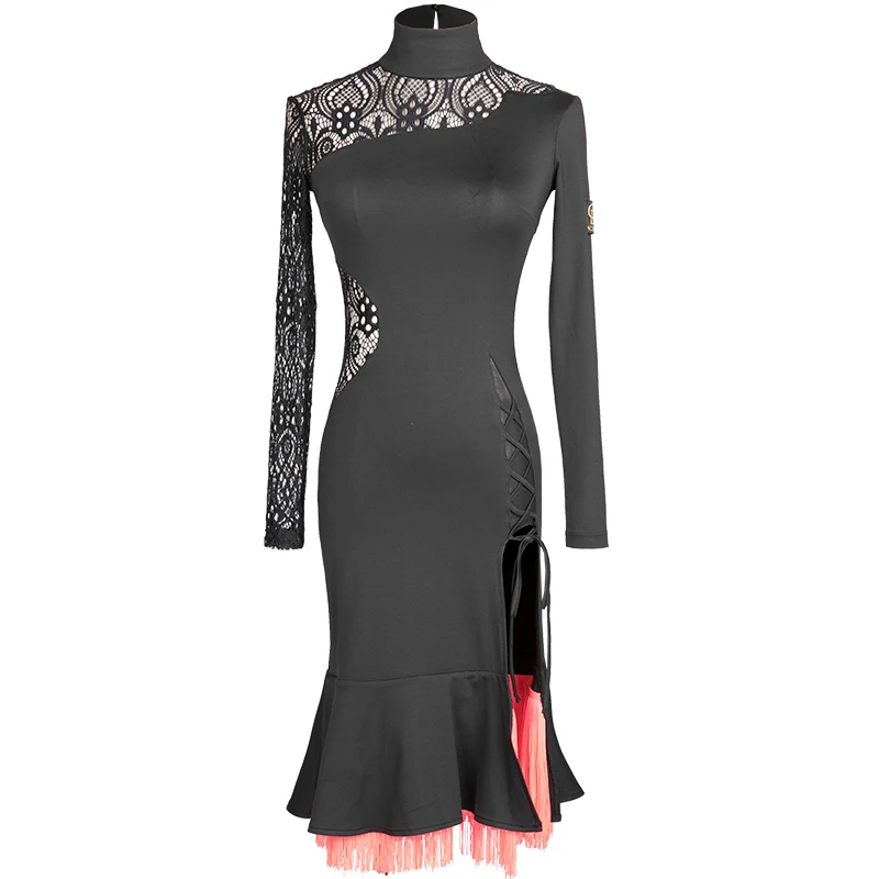 Long Sleeves Lace Latin Dance Dress Women Samba Costumes Latin Dress