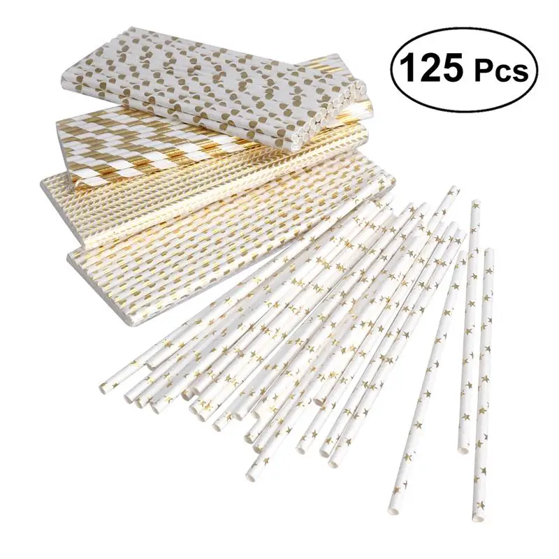 125 шт одноразовые красно-коричневая бумага соломы Ассорти декоративные ...
