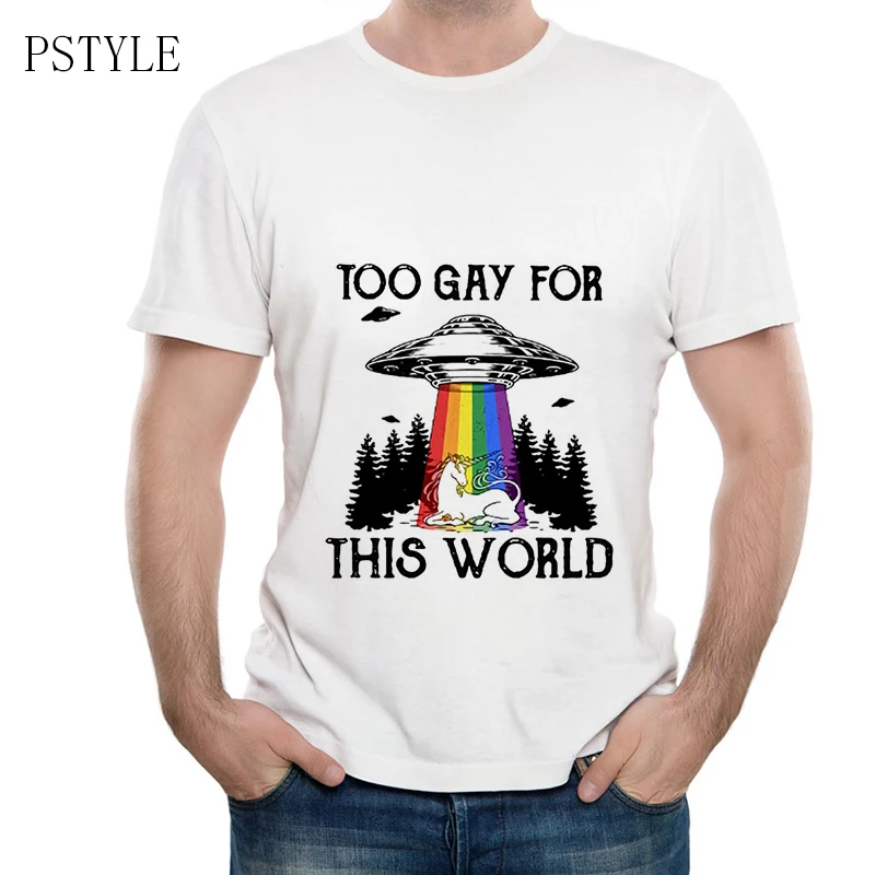 T Shirt Pour Hommes Lgbt Gay Pride Arc En Ciel Ufo Licorne Conception