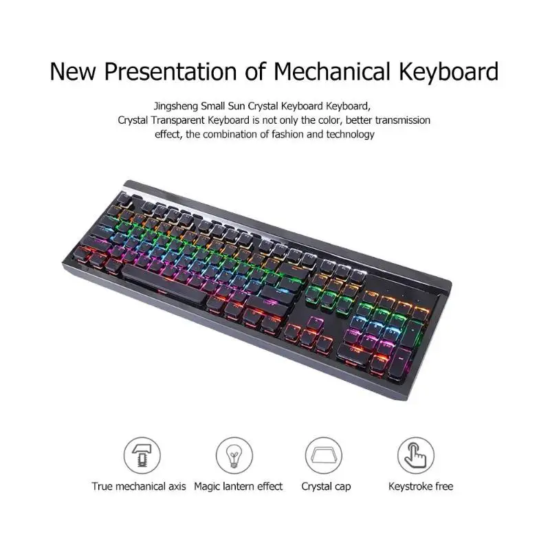 USB Wired Gaming Mechanical Keyboard 6-color Backlight LED Crystal ...