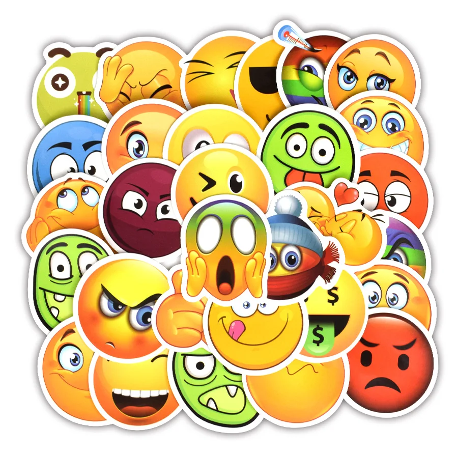 30 PCS Emoji Funny Sticker Emoticon Smile Face Cute Cartoon Decals ...