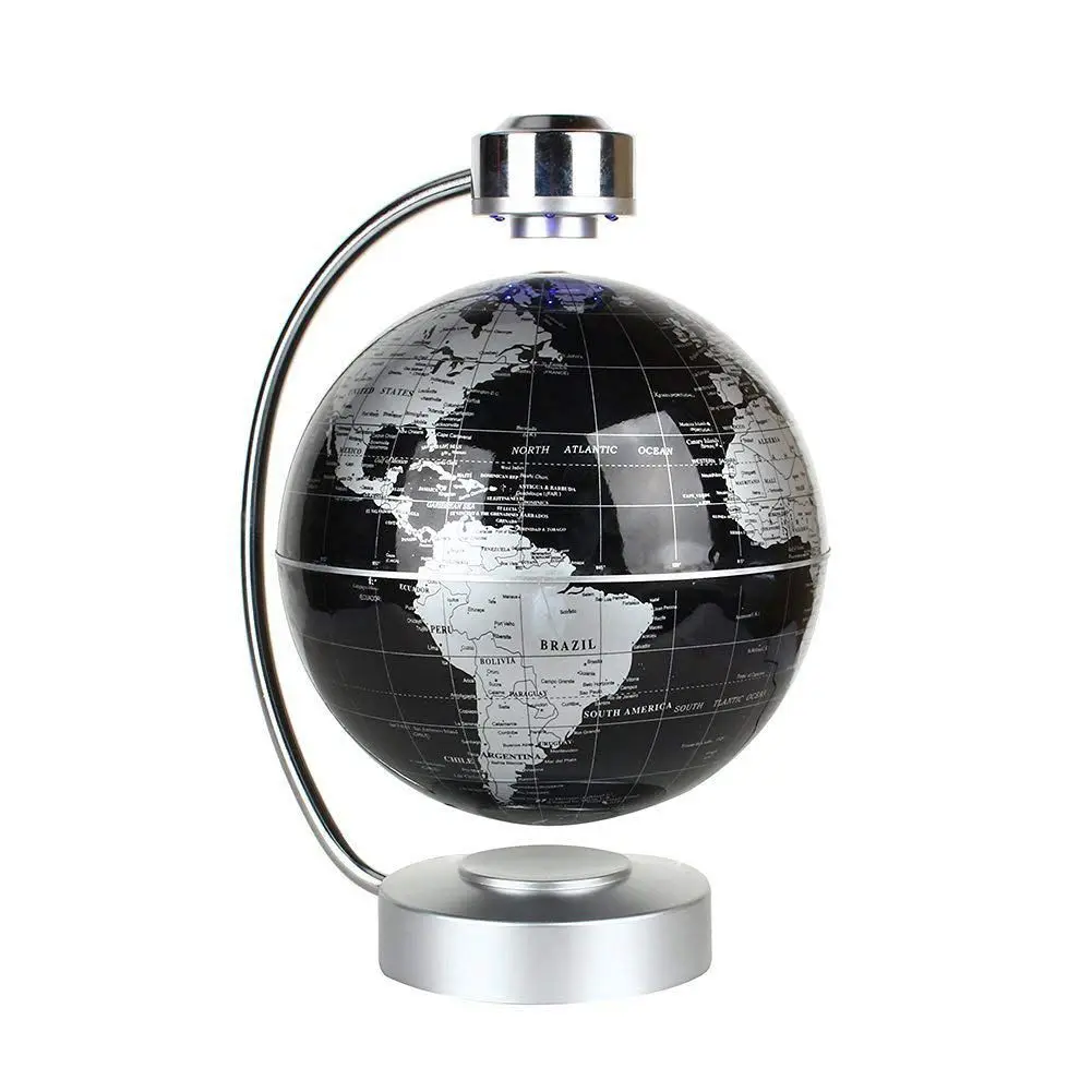 EU plug, magnetic levitation flute world map globe, 8 inch rotating ...