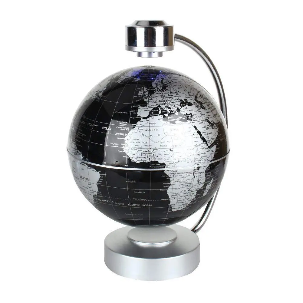 EU plug, magnetic levitation flute world map globe, 8 inch rotating ...
