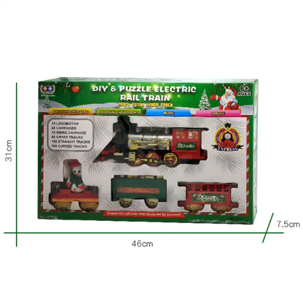 Electric Train Toys Long rail Track Set With Light Sound Classic Steam ...