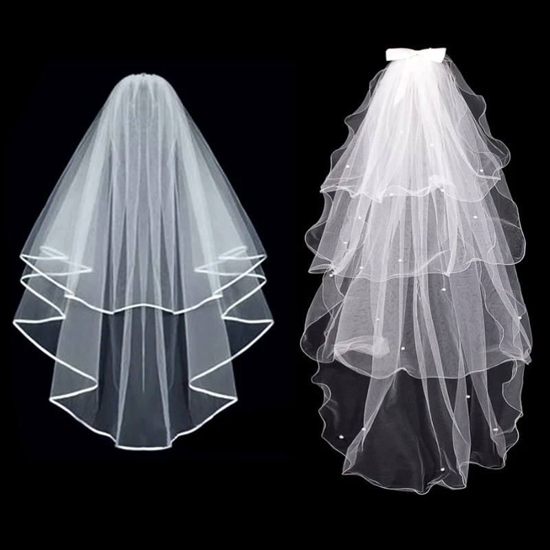 Nice Elegant Bridal Veil White 1.5M 2 Layers White Long Wedding ...