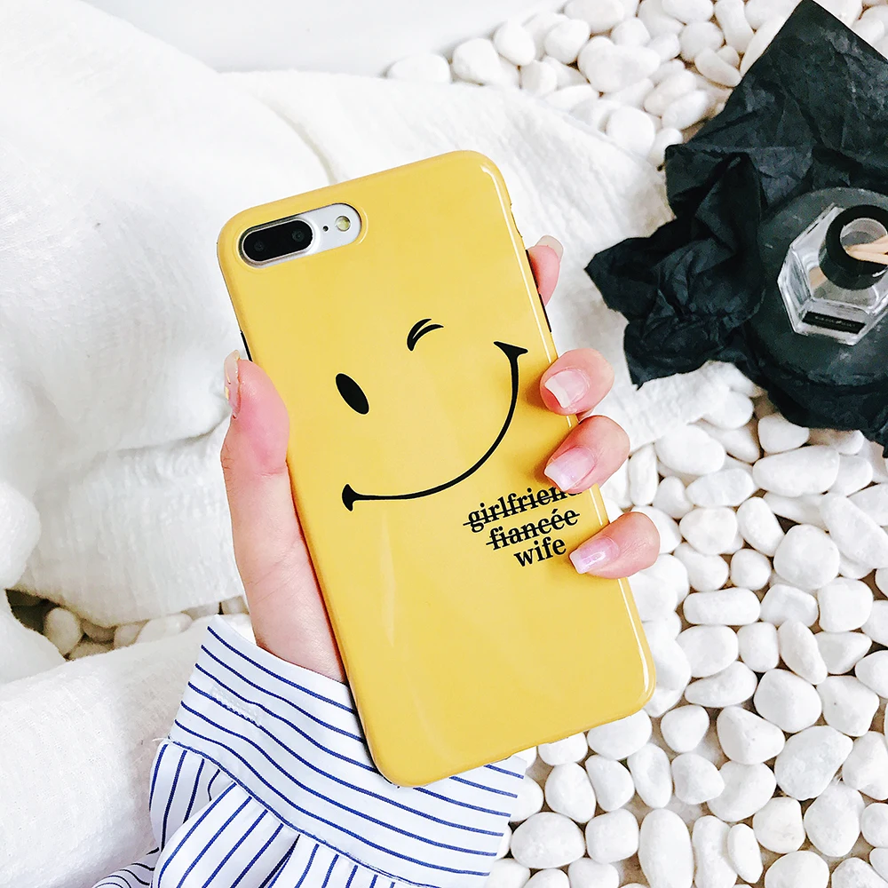 Cartoon Smile Emoji Case For iPhone X Glossy Soft TPU Phone Cases For ...