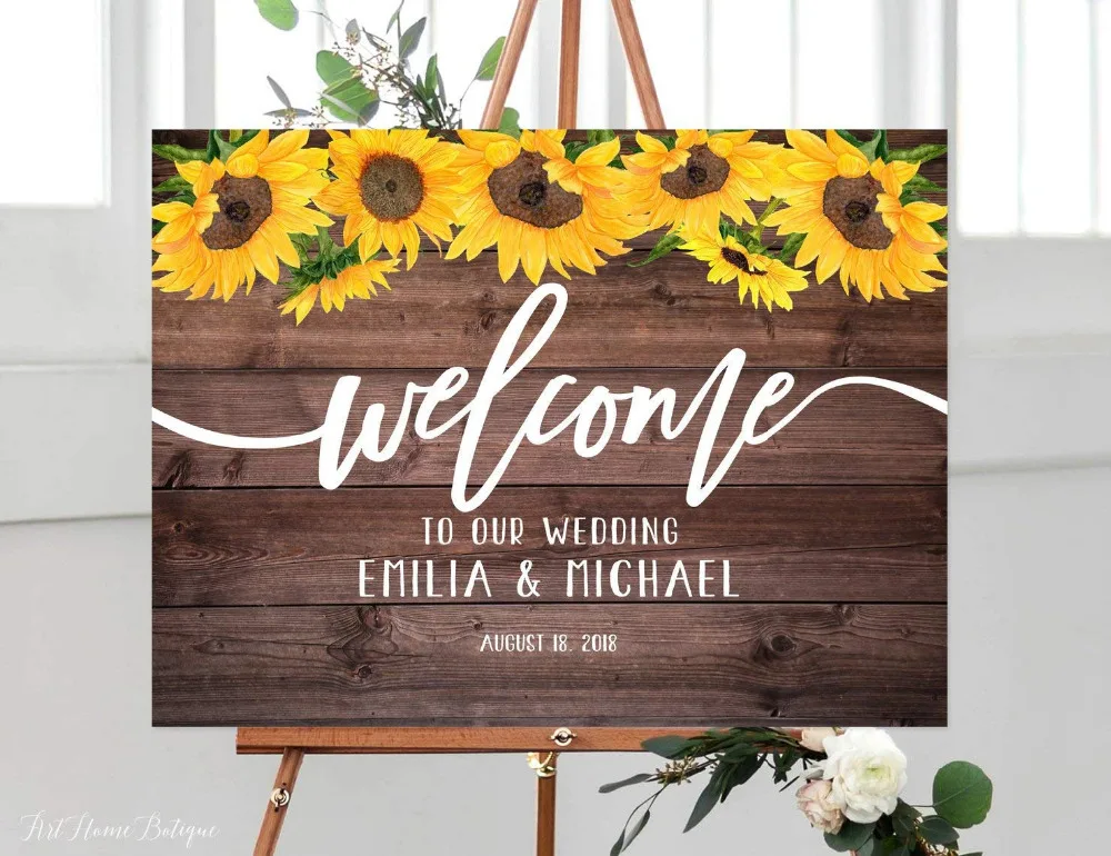 Sunflowers Wedding Welcome Sign Rustic Welcome Wedding Sign Welcome To ...