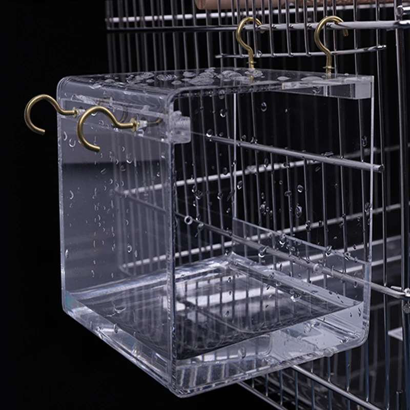 S/L Acrylic Hanging Bird Cage Easy Cleaning Bird Bath House Cage ...