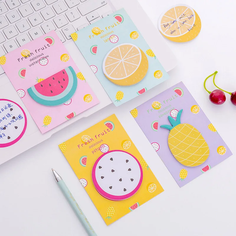 Cute Fruit Memo Pads Multi Folding Writing Pads Cartoon Sticky Notes ...
