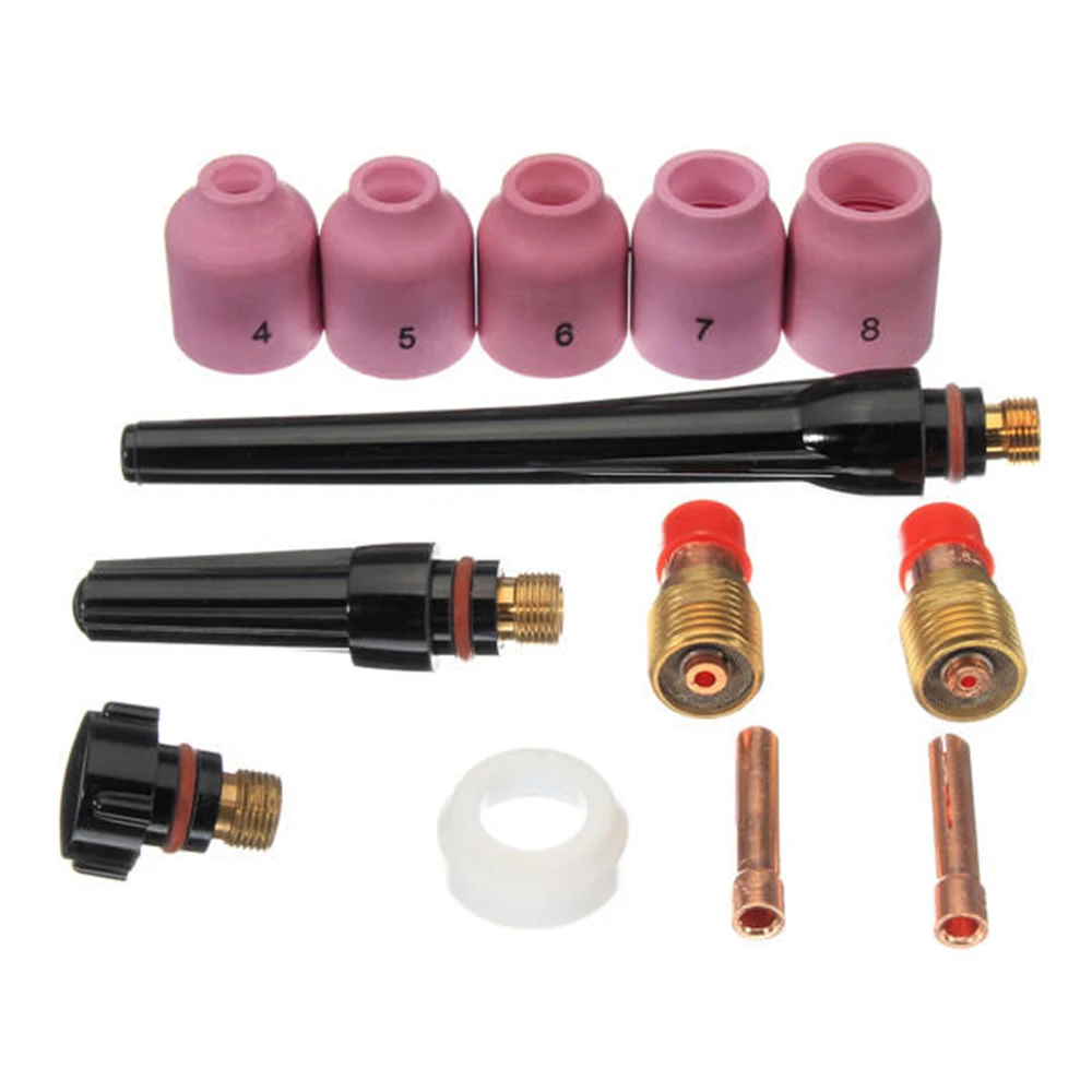 13 pcs Pistola de Solda TIG Acessórios Bico Lens Gas Stubby para WP 17 ...