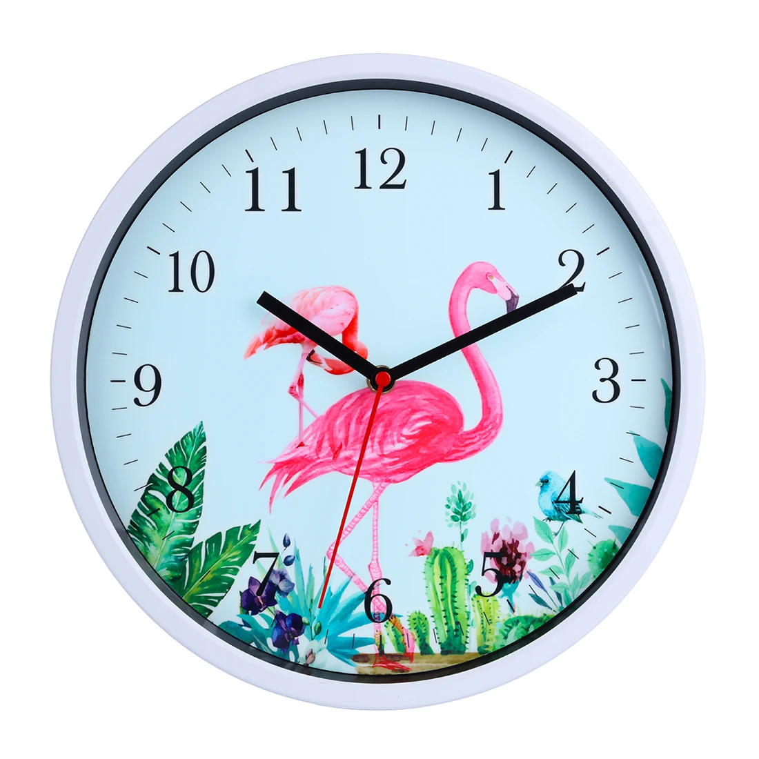 30cm Flamingo Pattern Beautiful Silent Wall Clocks For Home Decor Metal ...